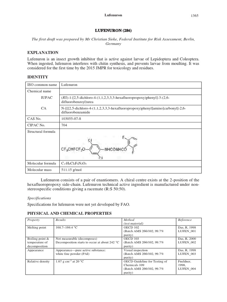LUFENURON | PDF | Soil | Chemical Substances