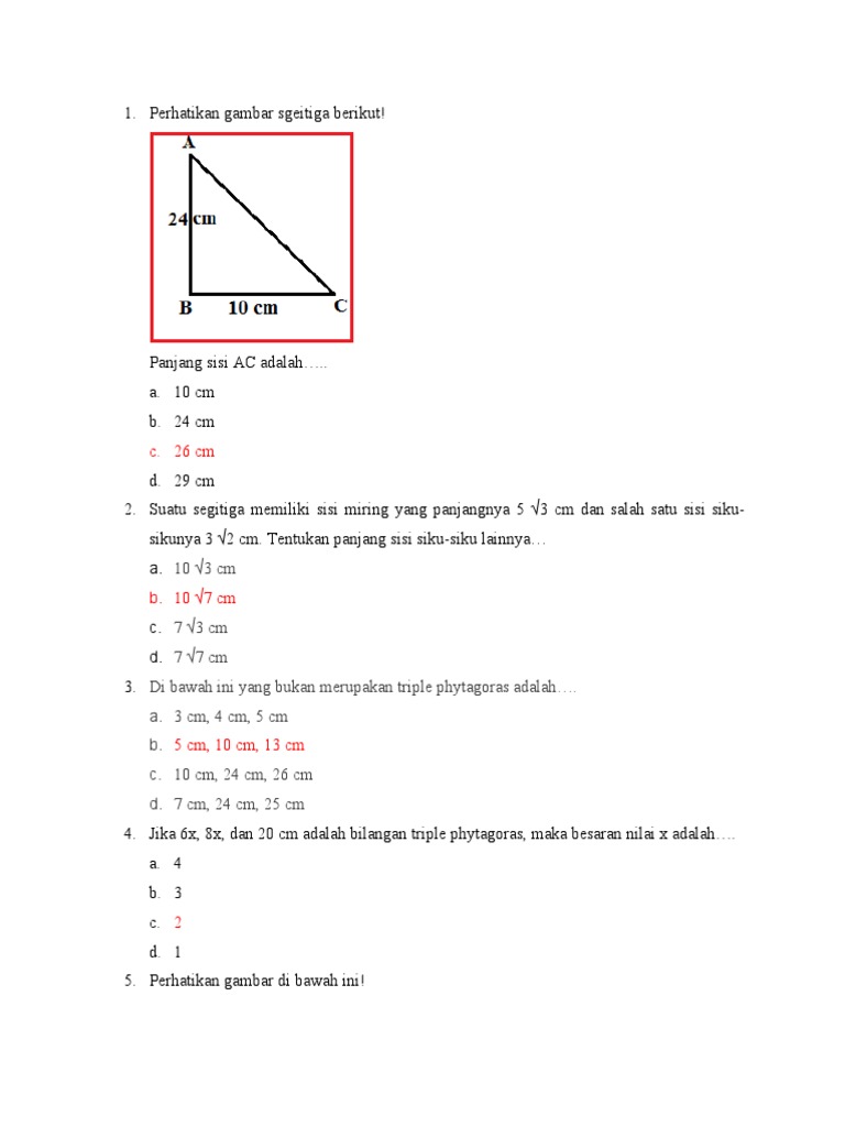 Kumpulan Soal Bab Teorema Phytagoras | PDF