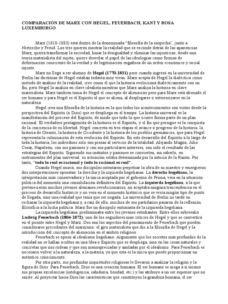 Comparacion de Marx | PDF | Karl Marx | Georg Wilhelm Friedrich Hegel