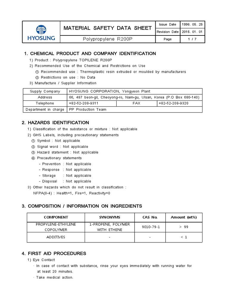GHS MSDS R200P en | PDF | Dangerous Goods | Toxicity