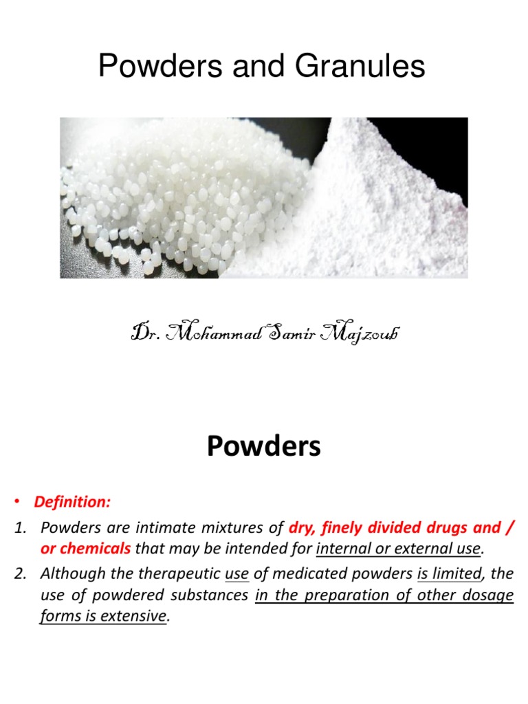 Chapter 2 - Powders and Granules PDF | PDF | Tablet (Pharmacy ...