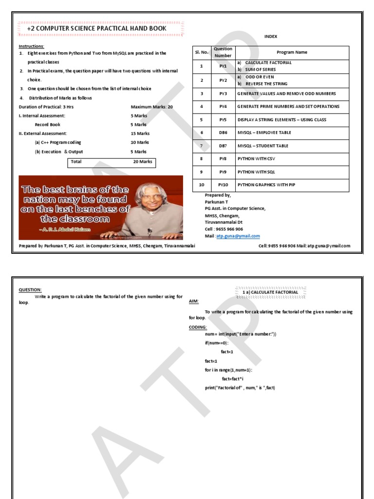 Namma Kalvi 12 Cs em Atp Practical Hand Book 215961 | PDF | Computing | Software Engineering