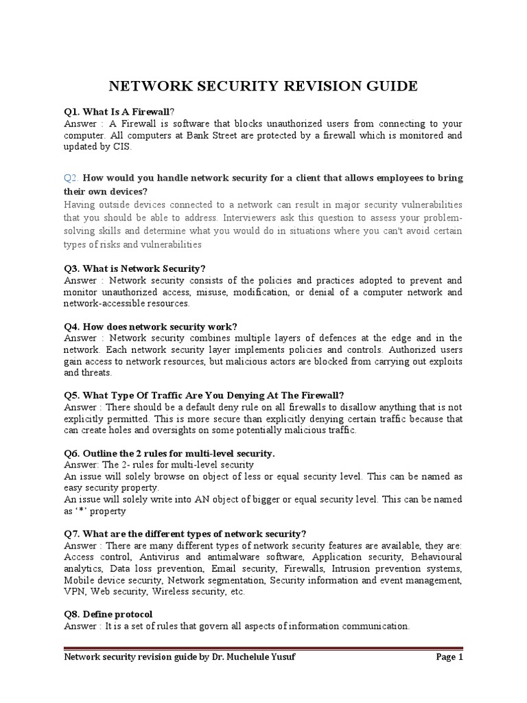 Network Security Revision Guide | PDF | Information Security | Computer ...