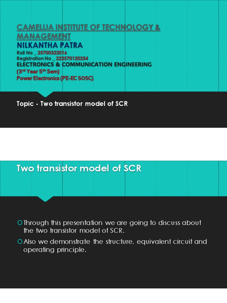 Power Electronics (PE-EC 505C) Two Transistor Model SCR | PDF