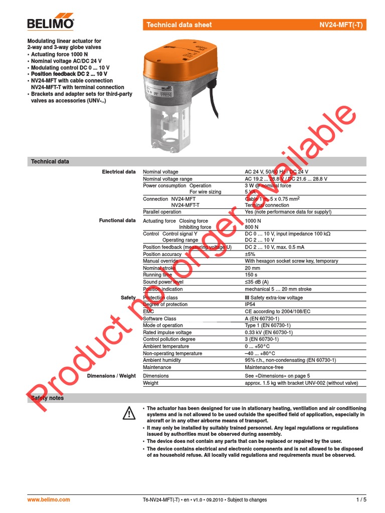 Belimo NV24-MFT -T Datasheet en-gb | PDF | Valve | Electrical Connector