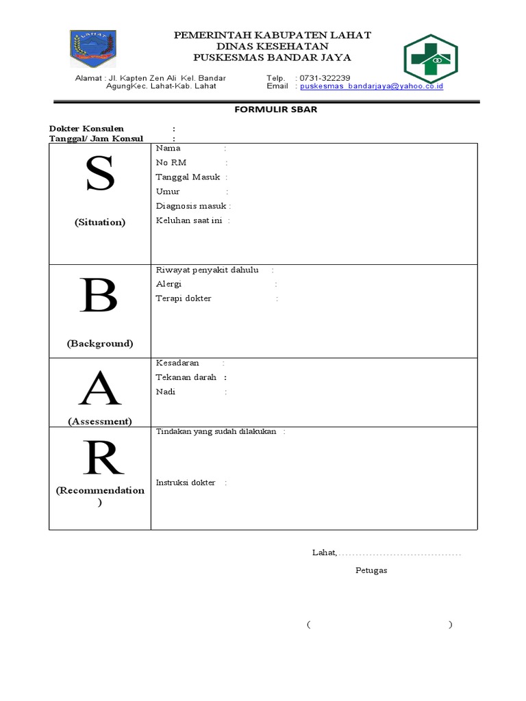 Formulir SBAR | PDF