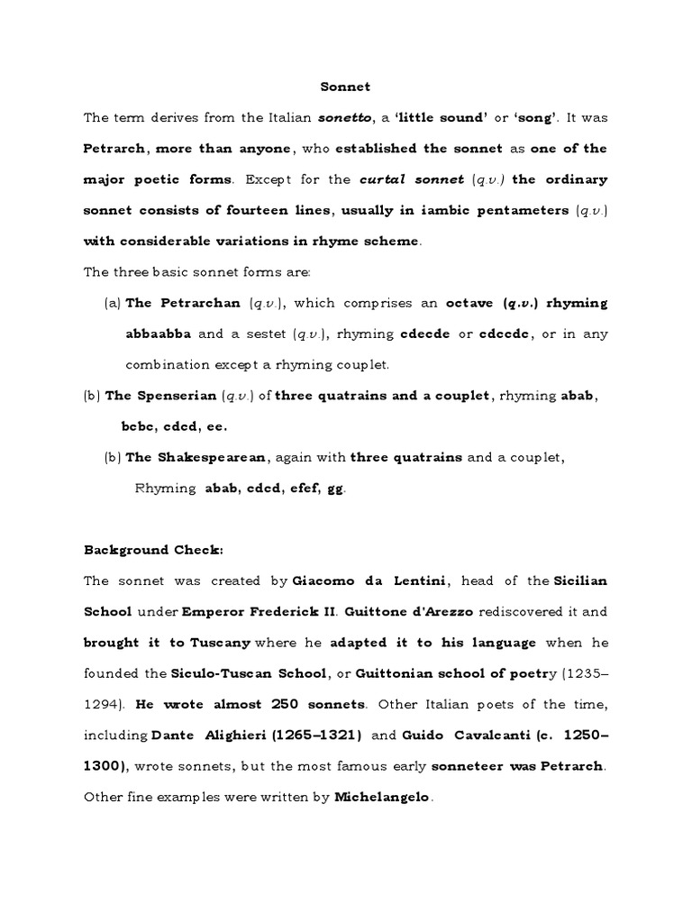 Sonnet Sequence Final Pdf Sonnets Poetry