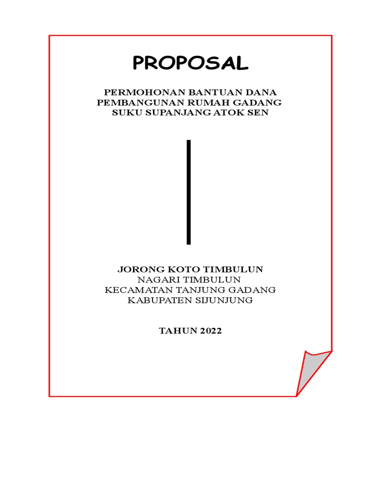Proposal Rumah Gadang Suku Supanjang Atok Sen | PDF