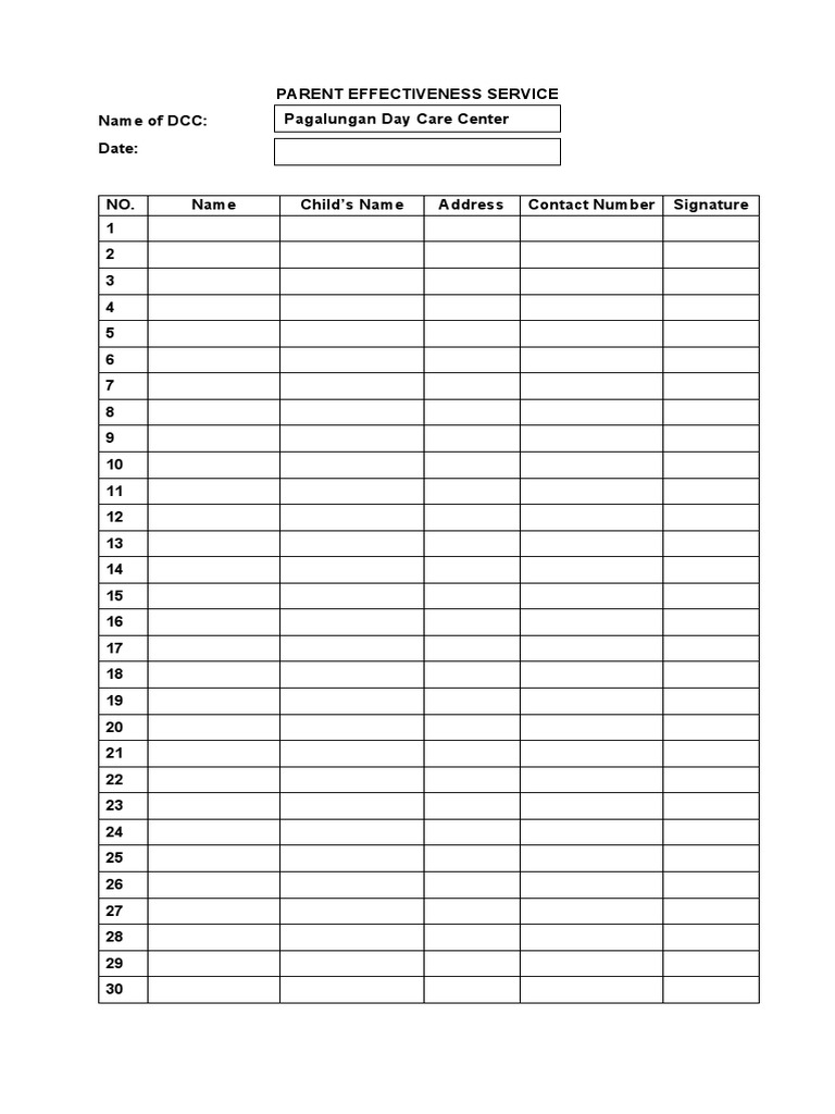 Parent Effectiveness Service Attendance | PDF
