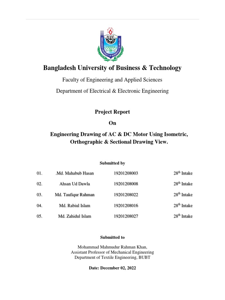 Engineering Drawing Project Report (Group-01) | PDF