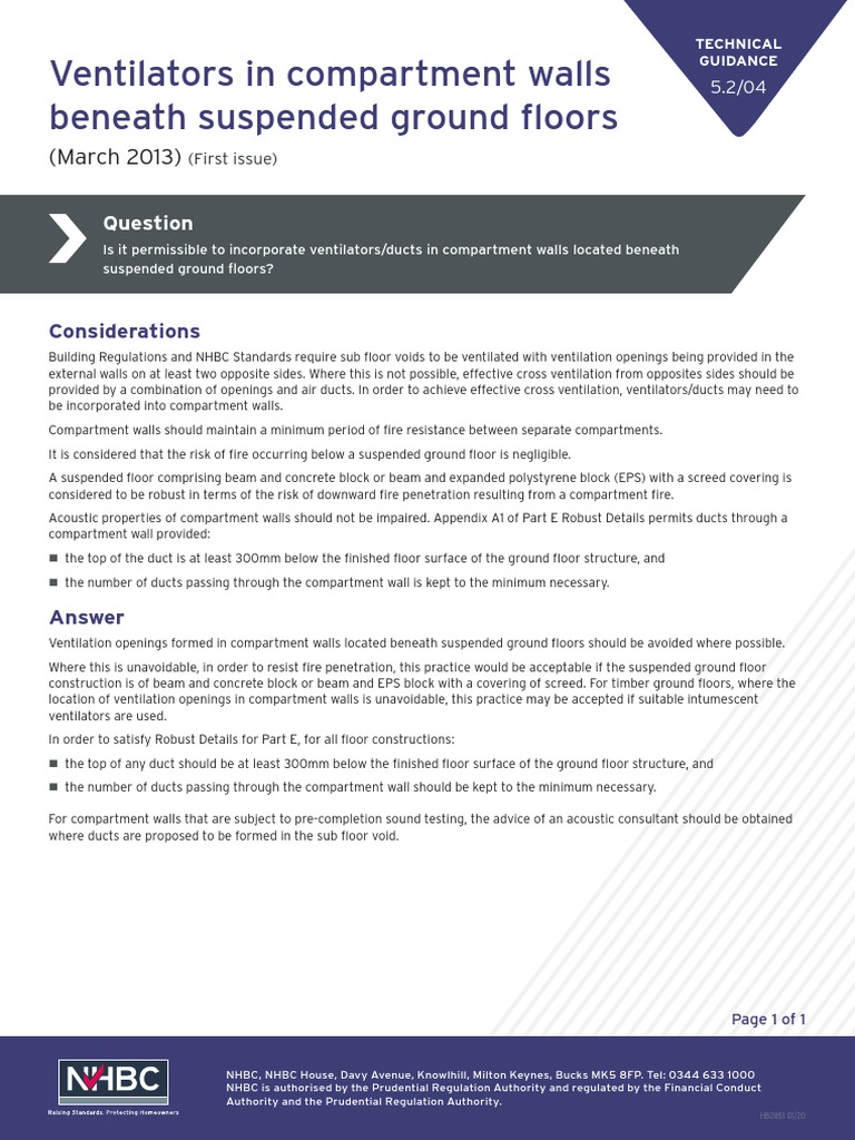 Ventilation in Compartment Walls Guidance | PDF