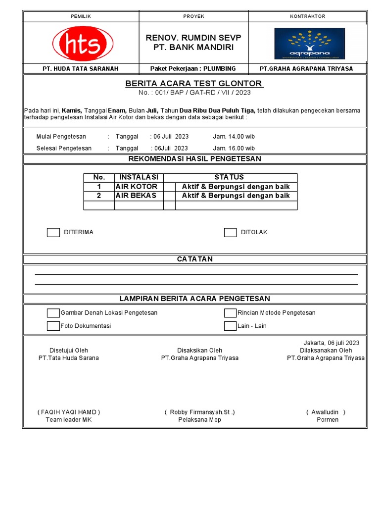 Berita Acara Testing | PDF