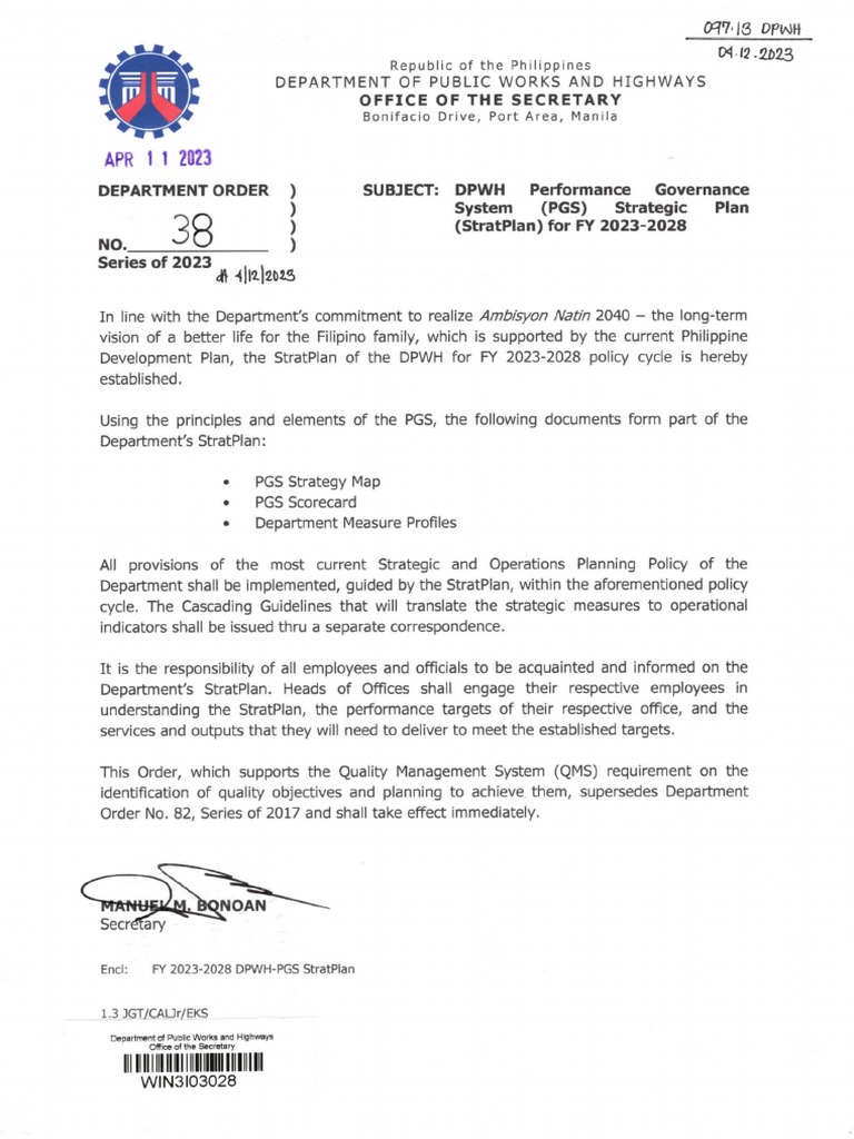 DPWH Department Order Do - 38 - Website | PDF | Economies | Business