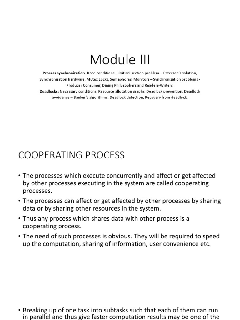 Process Synchronization-Race Conditions - Critical Section Problem - Peterson's Solution | PDF ...