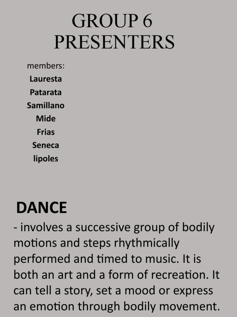 Group6 Report | PDF | Dances | Entertainment