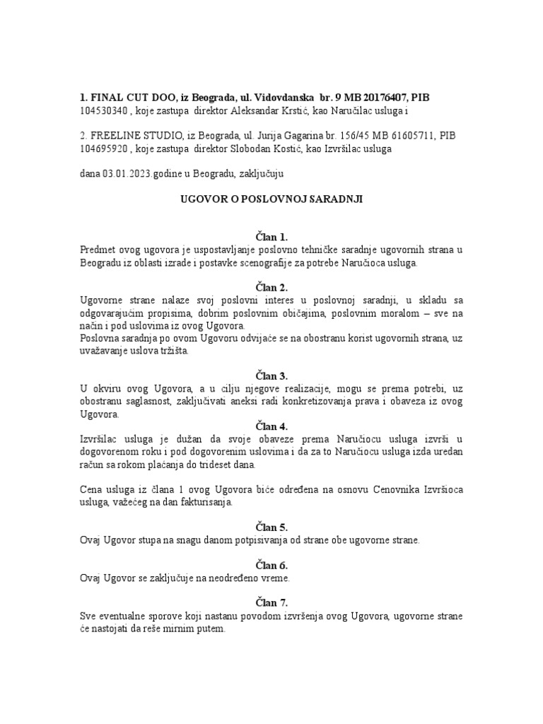 Ug Posl Saradnja - Freeline | PDF