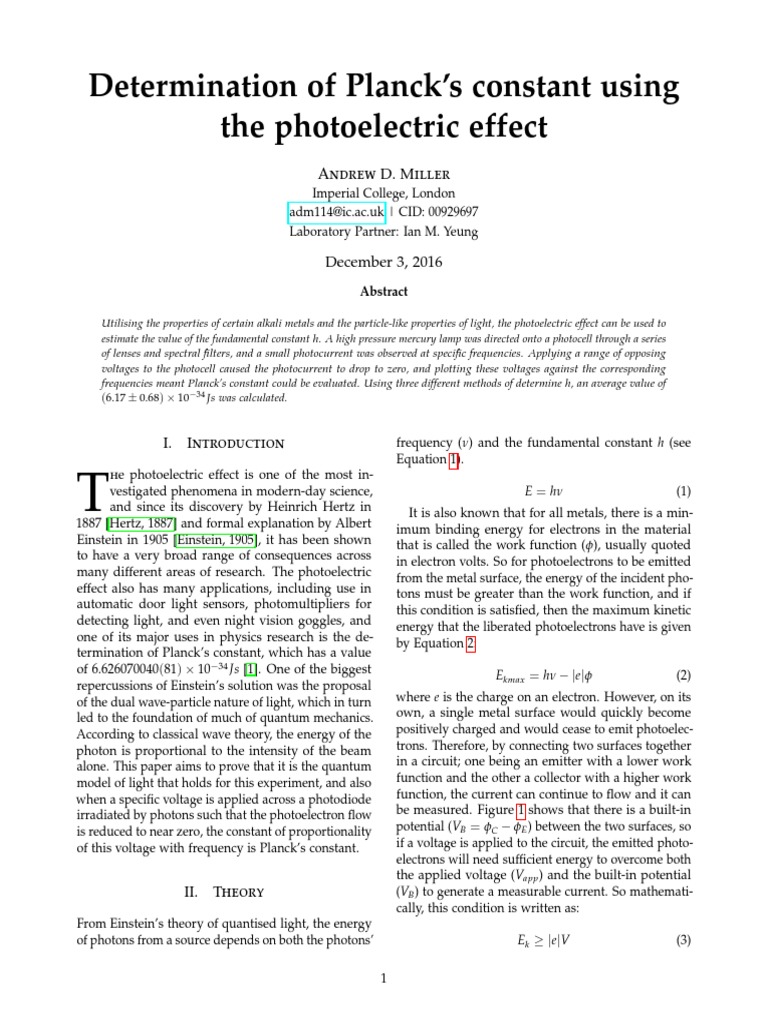 Andrew 1016 Determination of Plancks Constant Using-Photoelectric ...