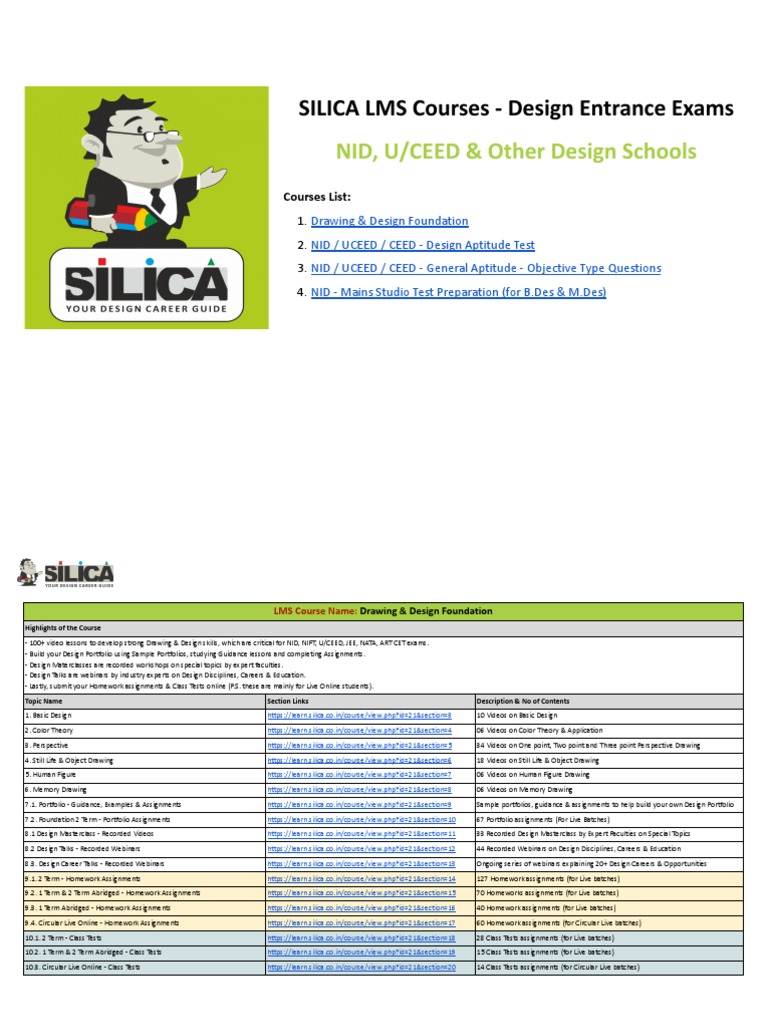 SILICA LMS - NID, U-CEED & Other Design Exams Course Links | PDF
