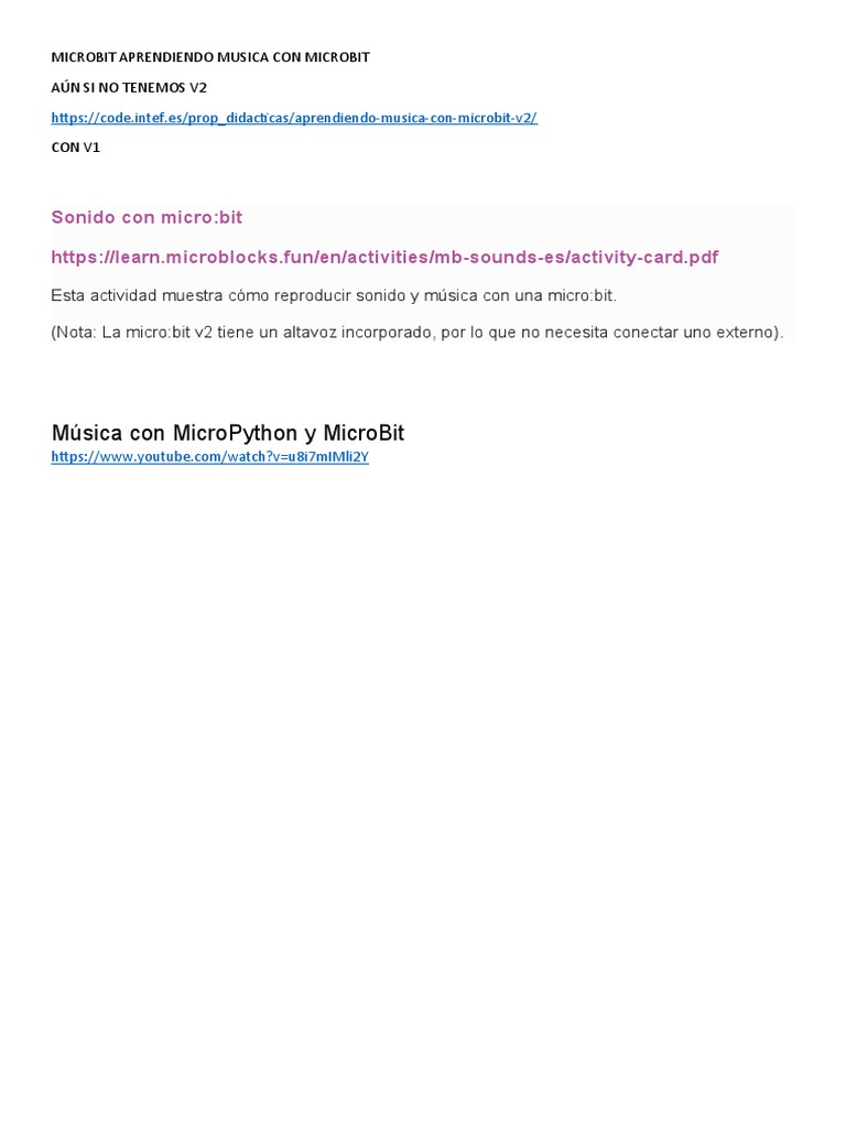 Microbit Aprendiendo Musica Con Microbit | PDF