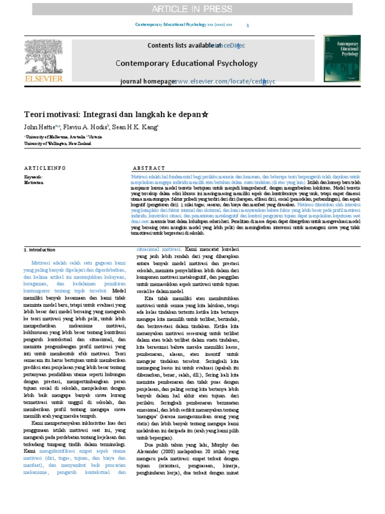 Theories of Motivation. Integration and Ways Forward | PDF