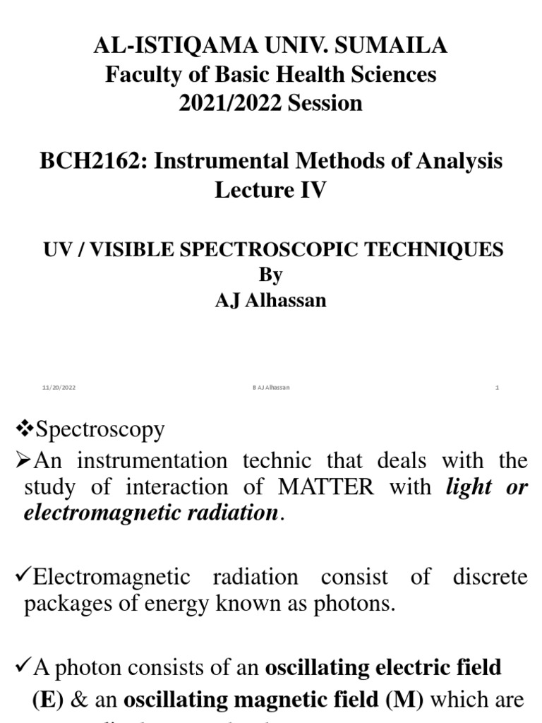 AUSU Spectroscopy Lec IV | PDF | Spectroscopy | Electromagnetic Radiation