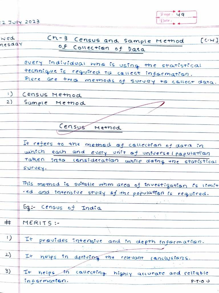 Ch 3 Census And Sample Method Of Collection Of Data Pdf Science Evaluation