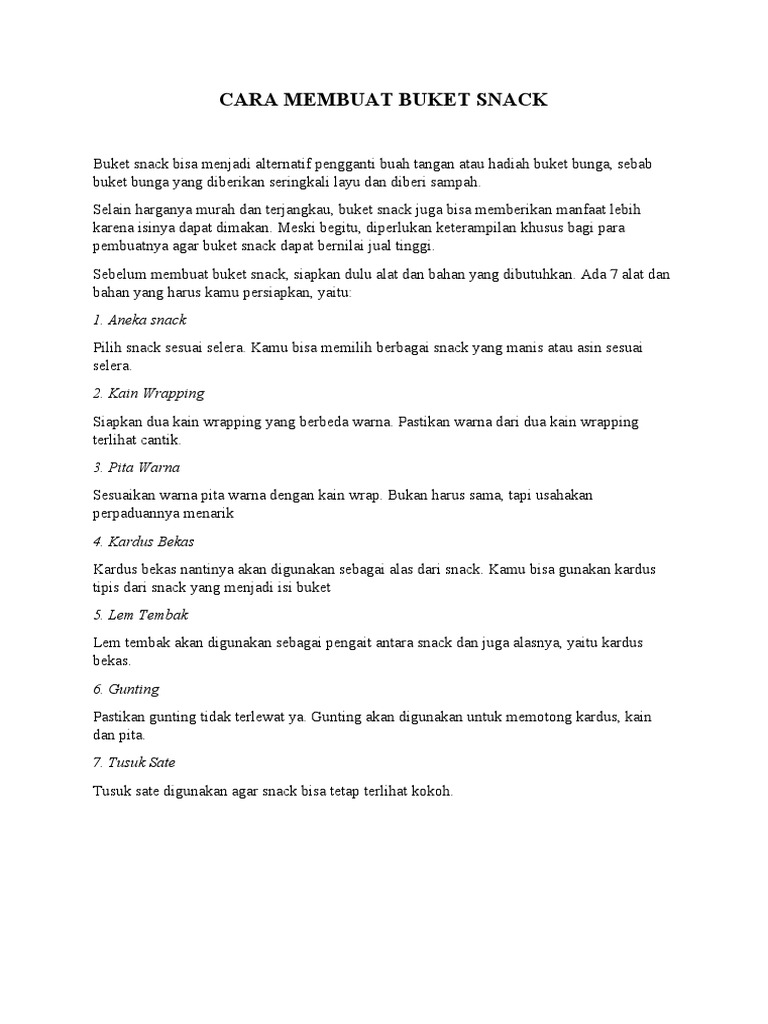 Cara Membuat Buket Snack | PDF
