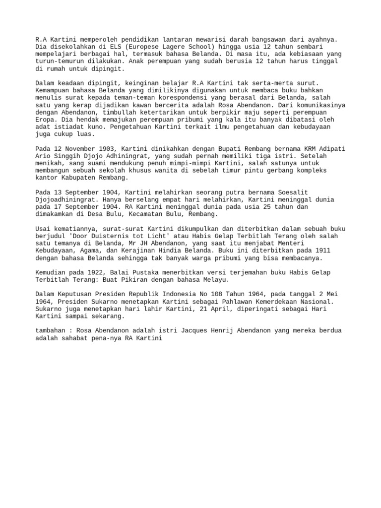 Teks R.A Kartini | PDF