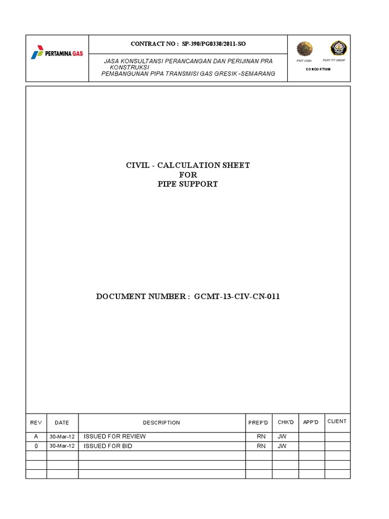 GCMT-13-CIV-CN-011-Calculation of Pipe Support Bud-1 | PDF