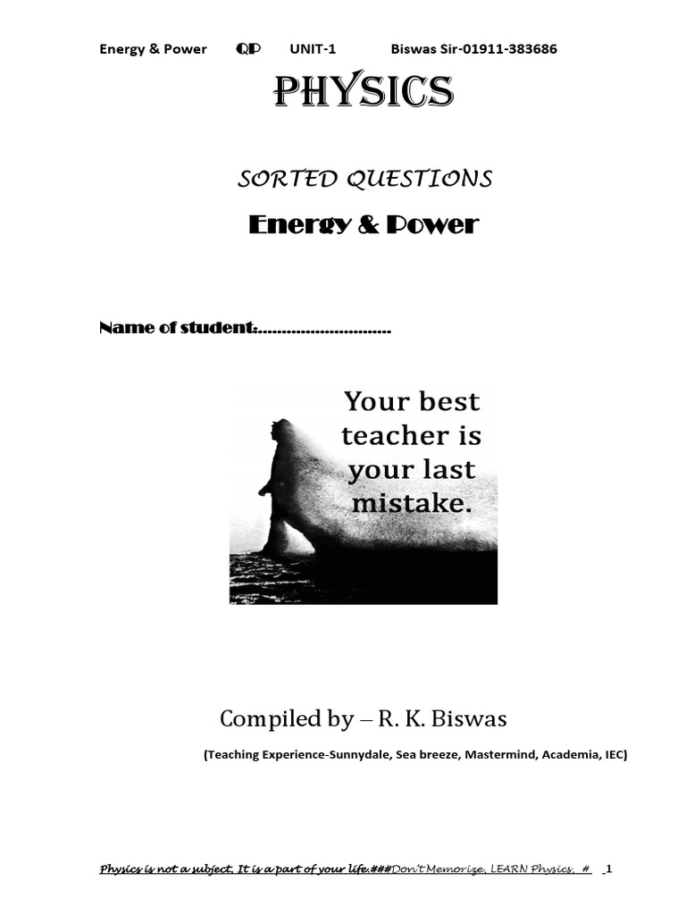 3.energy Power BQs | Download Free PDF | Physics | Physical Sciences