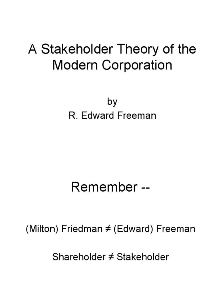 A Stakeholder Theory of The Modern Corporation | PDF | Stakeholder ...