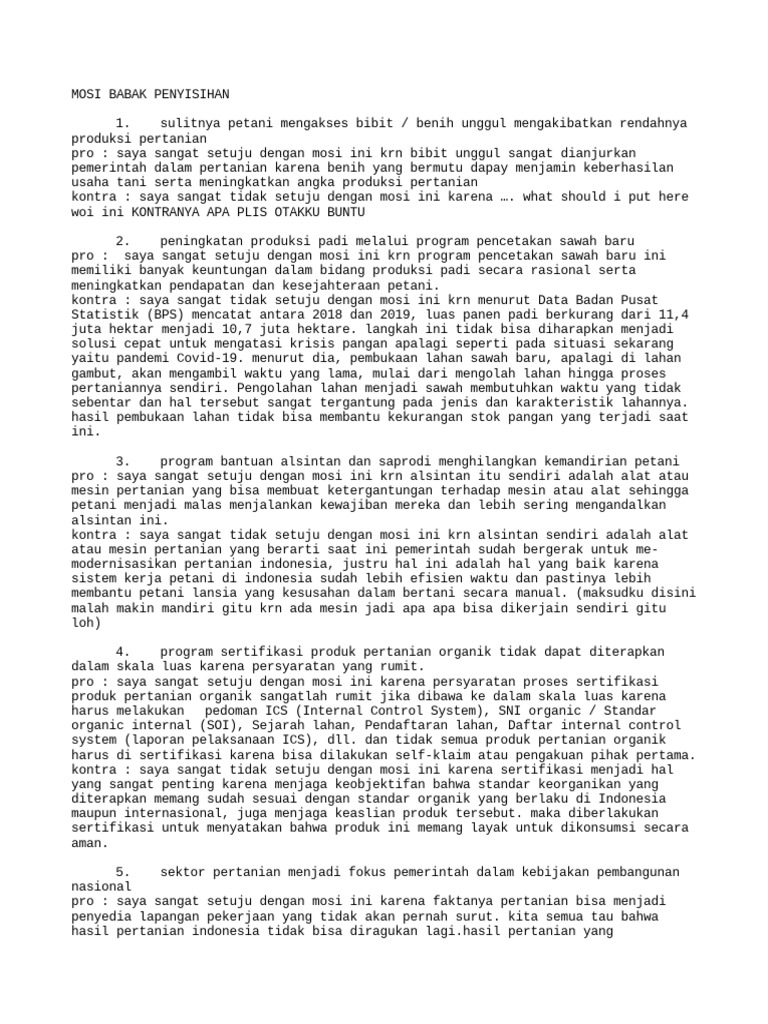 Mosi Debat Pertanian dan Kebijakan Pangan | PDF | Kesehatan Holistik