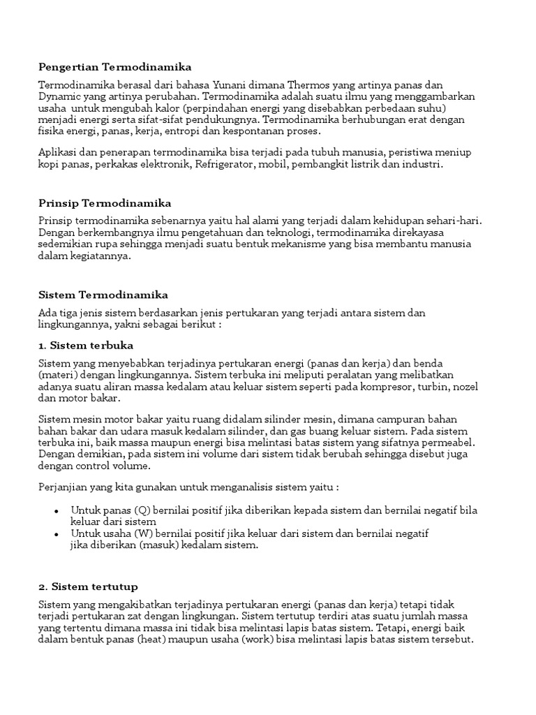 Pengertian Termodinamika | PDF | Sains & Matematika