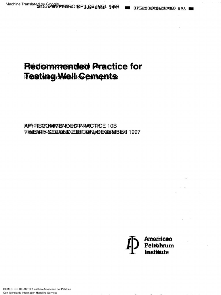 Api RP 10B | PDF | Cemento | Libra (masa)