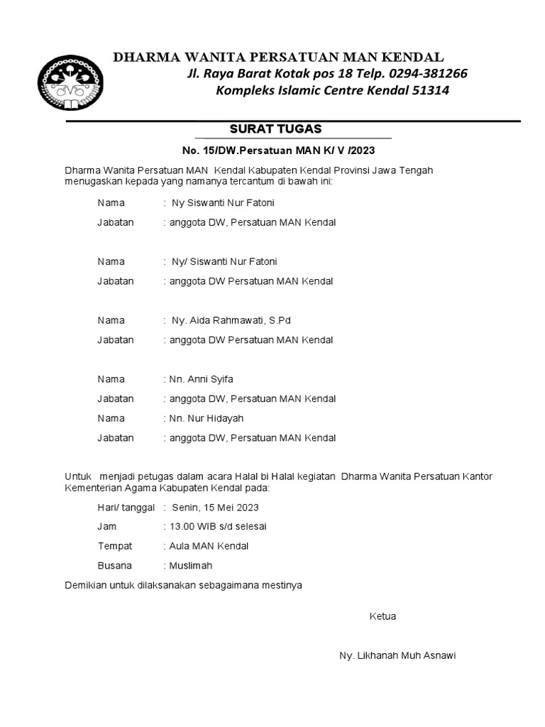 Surat Tugas DWP | PDF