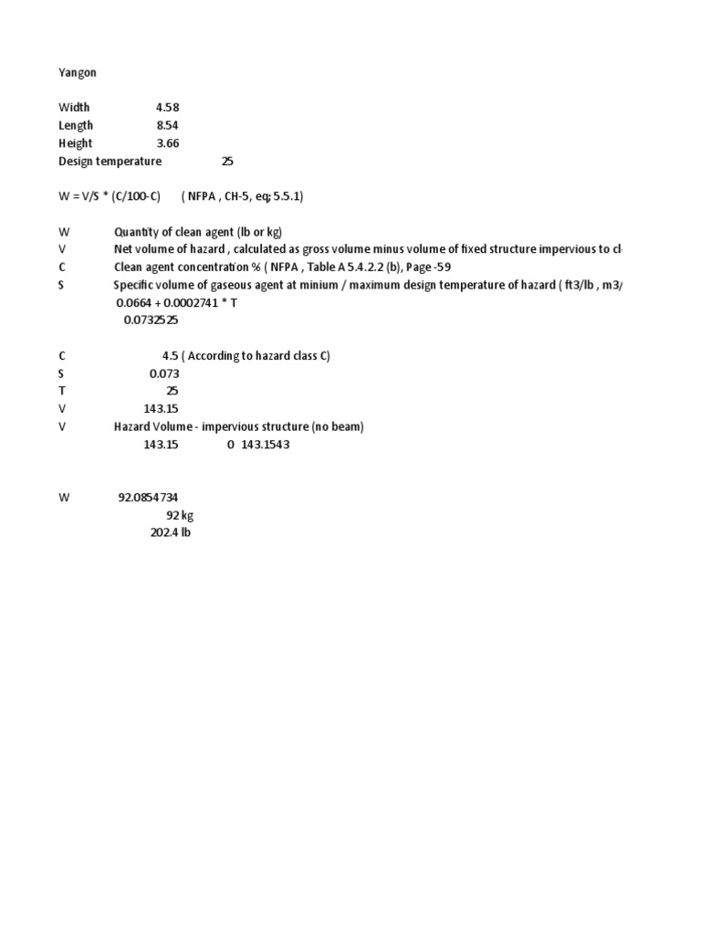Novec Cylinder Calculation | PDF | Thermodynamics | Chemistry