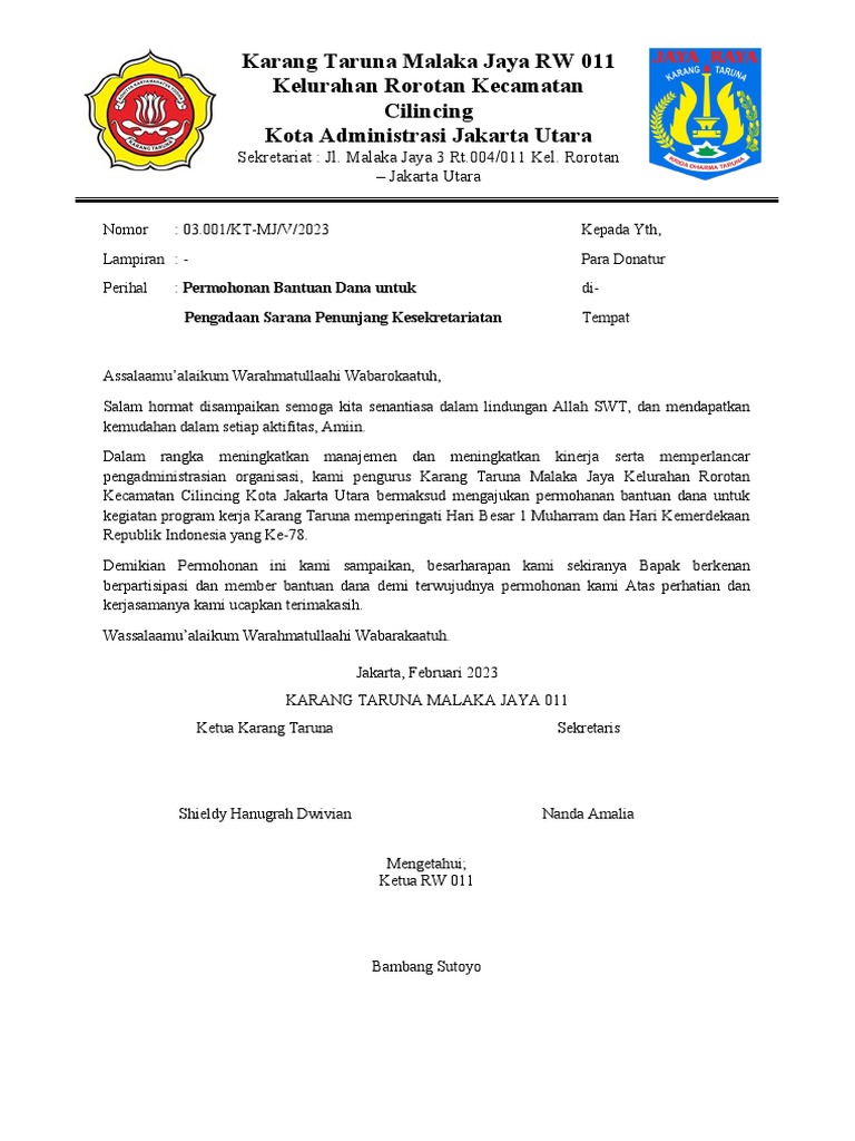 Surat Lampiran Proposal | PDF