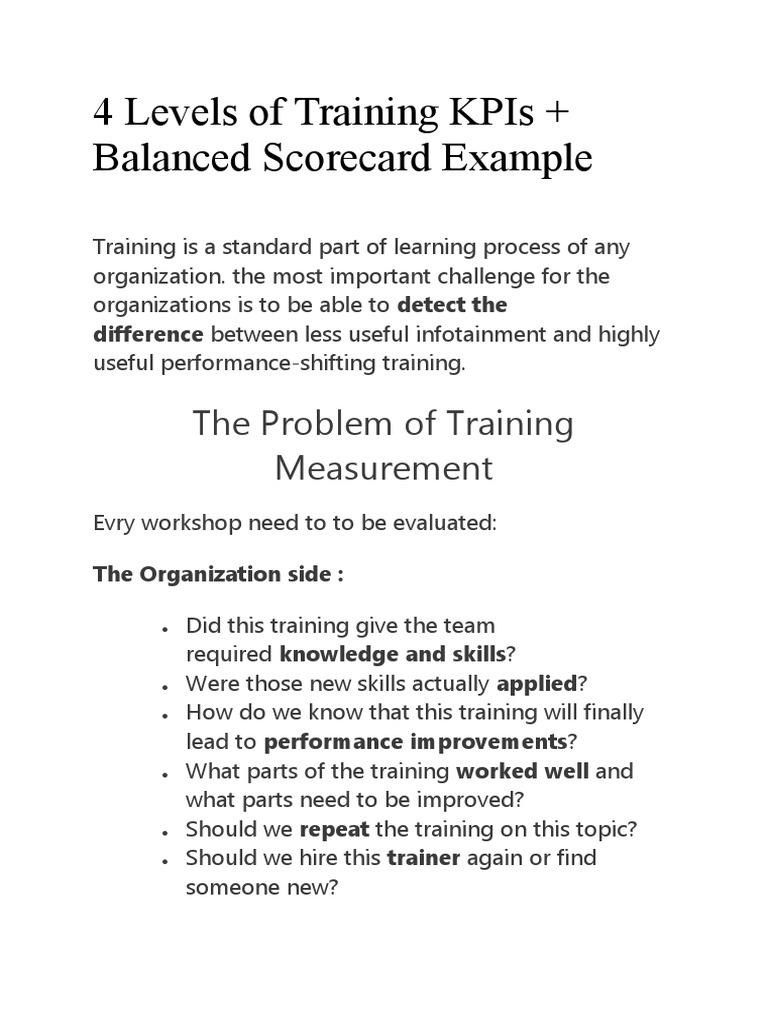 4 Levels of Training KPIs | PDF | Performance Indicator | Behavior