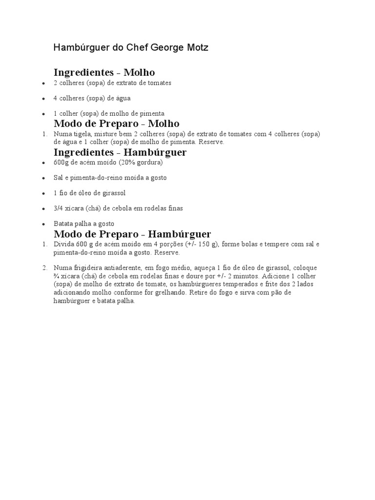 Hambúrguer Do Chef George Motz | PDF