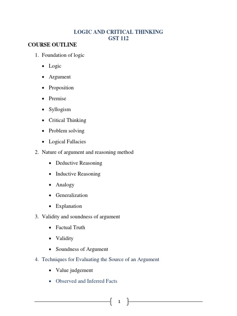 GST 111 | PDF | Argument | Logic