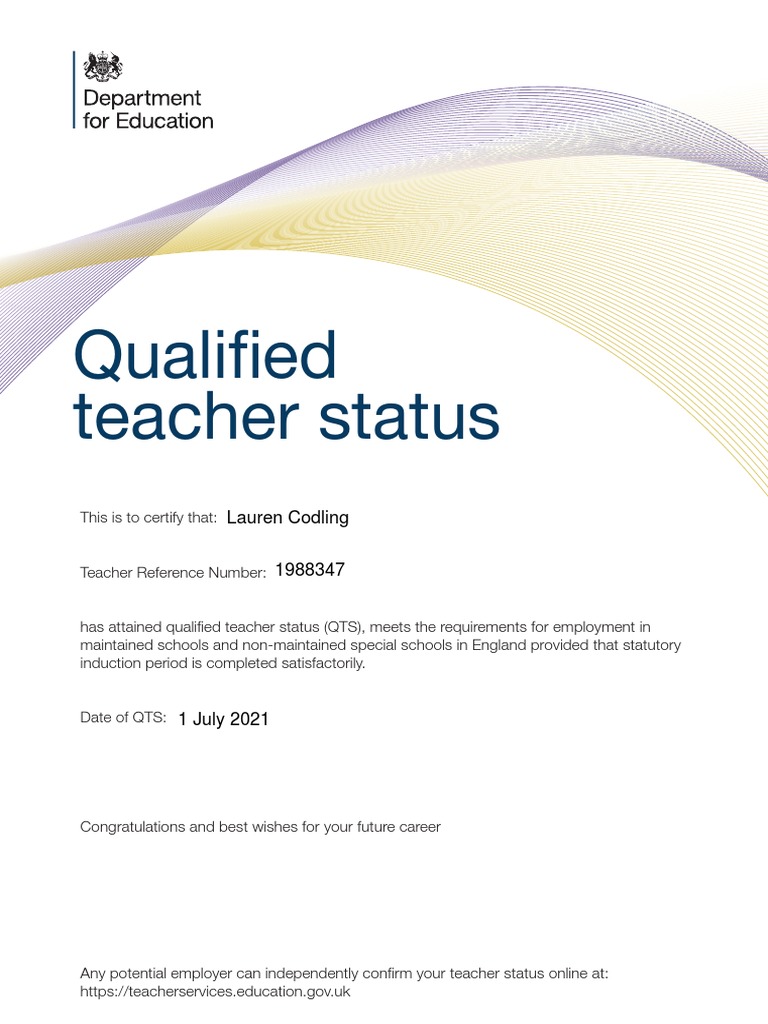 Lauren Codling Qts Certificate | PDF