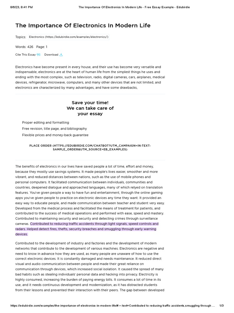 Importance of Electronics in Modern Life | PDF | Science | Communication