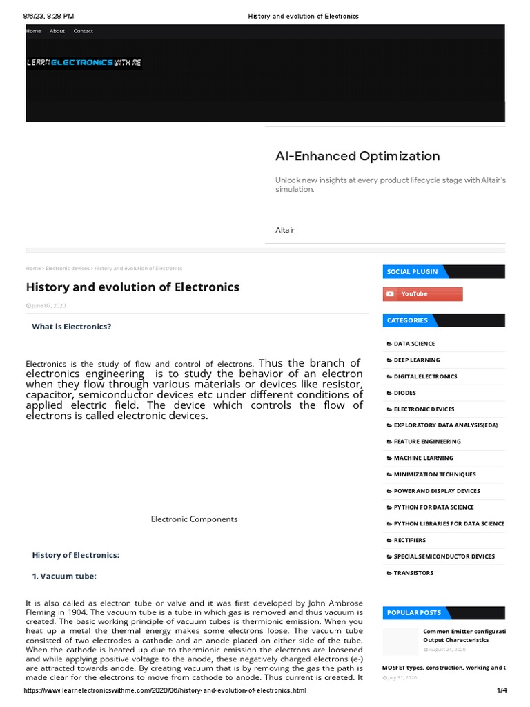 History and Evolution of Electronics | PDF | Transistor | Integrated ...
