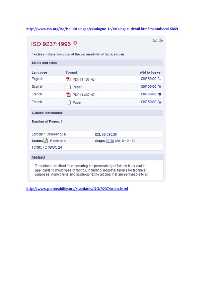 Iso 9237 | PDF | Textiles | Statistical Hypothesis Testing