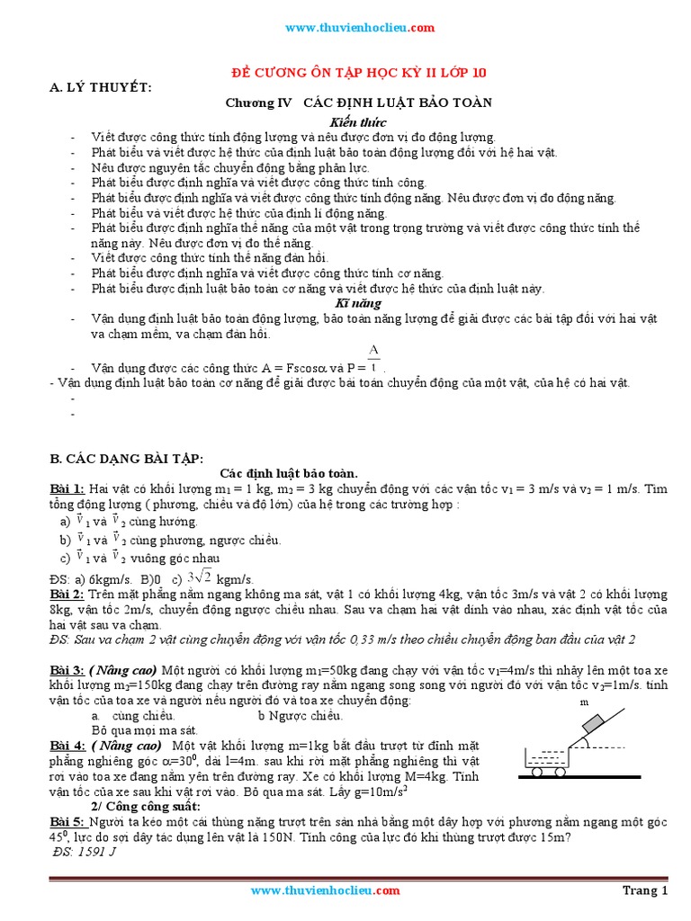 FILE 20230502 171643 WWW - Thuvienhoclieu.com de On Tap Cuong Vat Li 10 | PDF