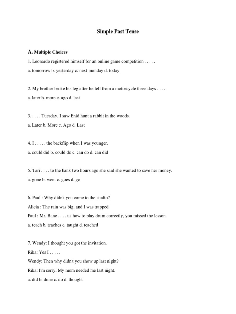 Soal Simple Past Tense | PDF