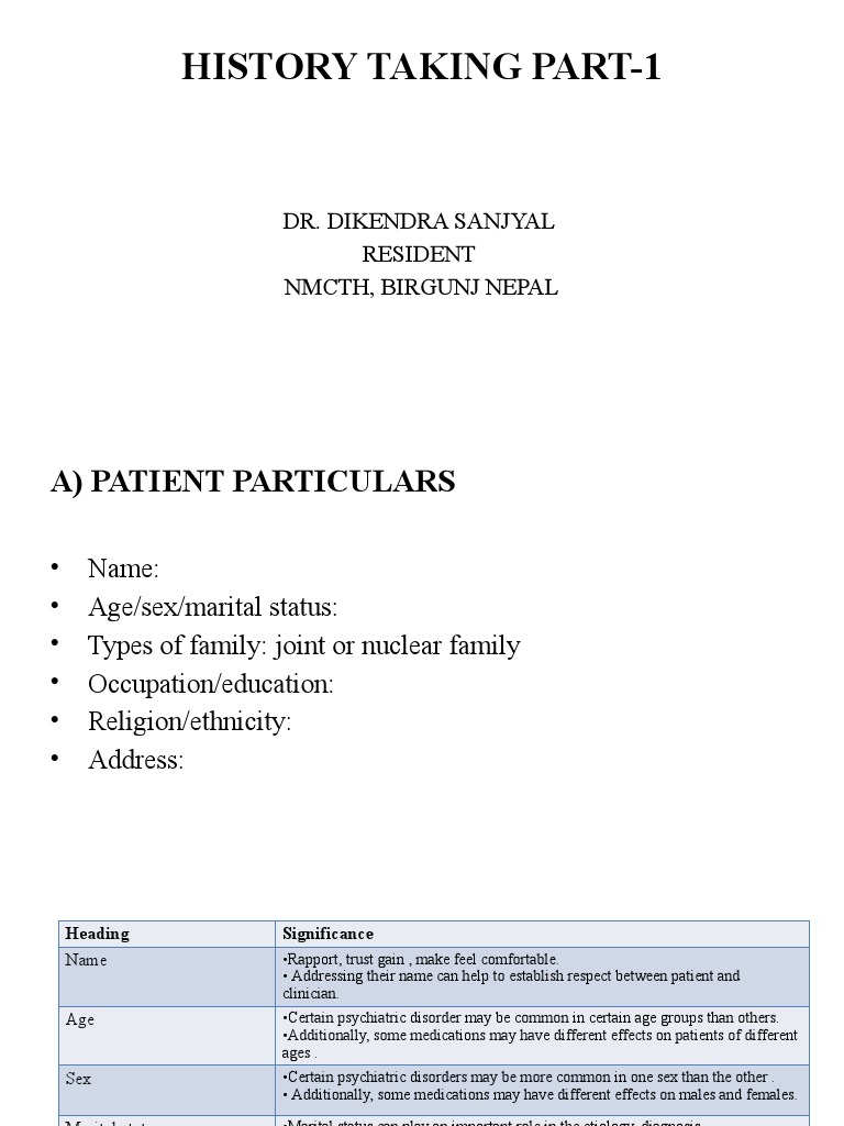 Comprehensive Guide to Patient History Taking | PDF | Mental Disorder ...