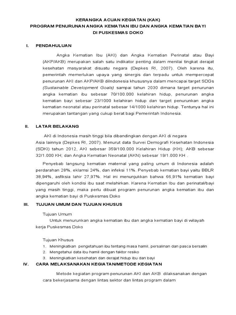 KAK Program Penurunan AKI Dan AKB 2023 | PDF