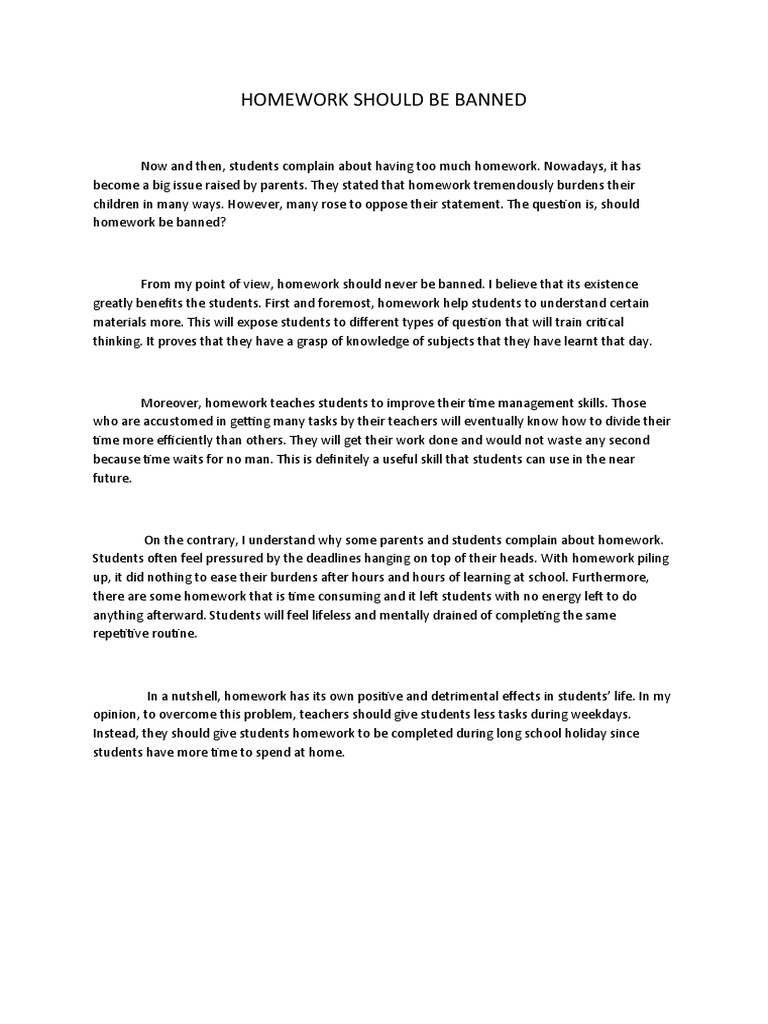 Homework Should Be Banned | PDF