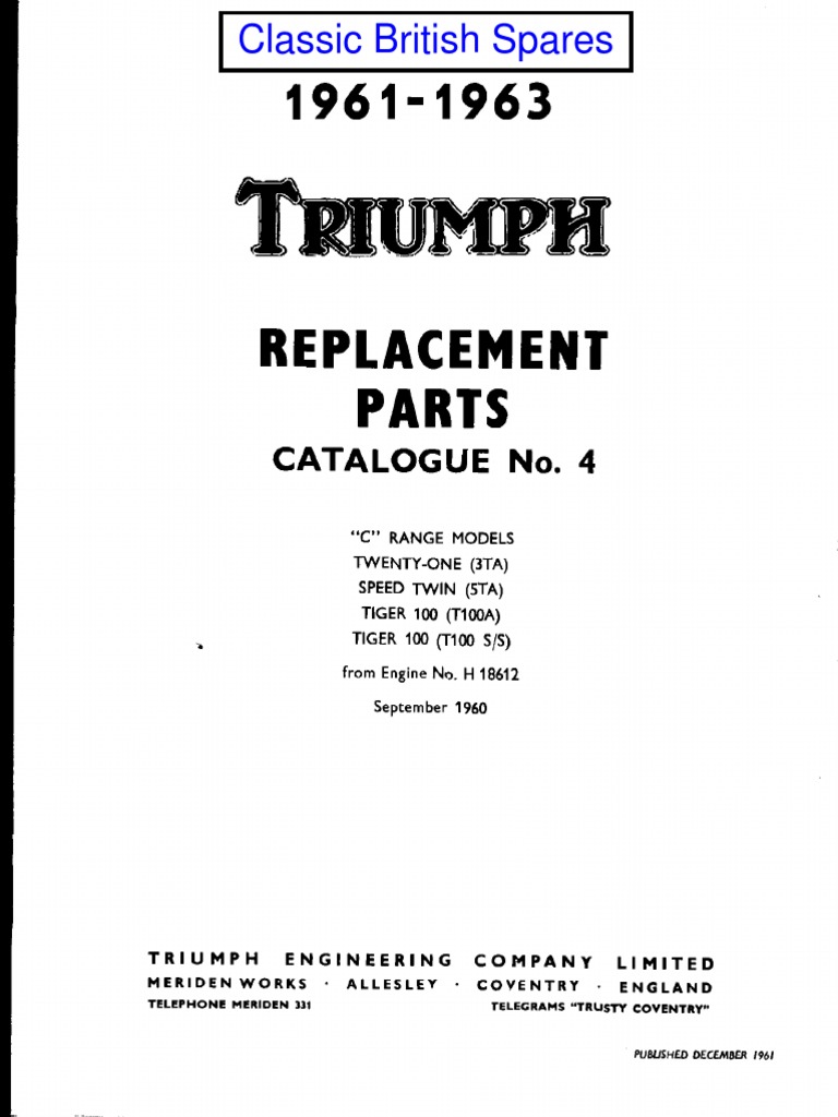 Triumph 3TA Parts Replacement Guide | PDF | Carburetor | Piston